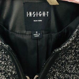 Insight | Jackets & Coats | Tweed And Faux Leather Blazer | Poshmark